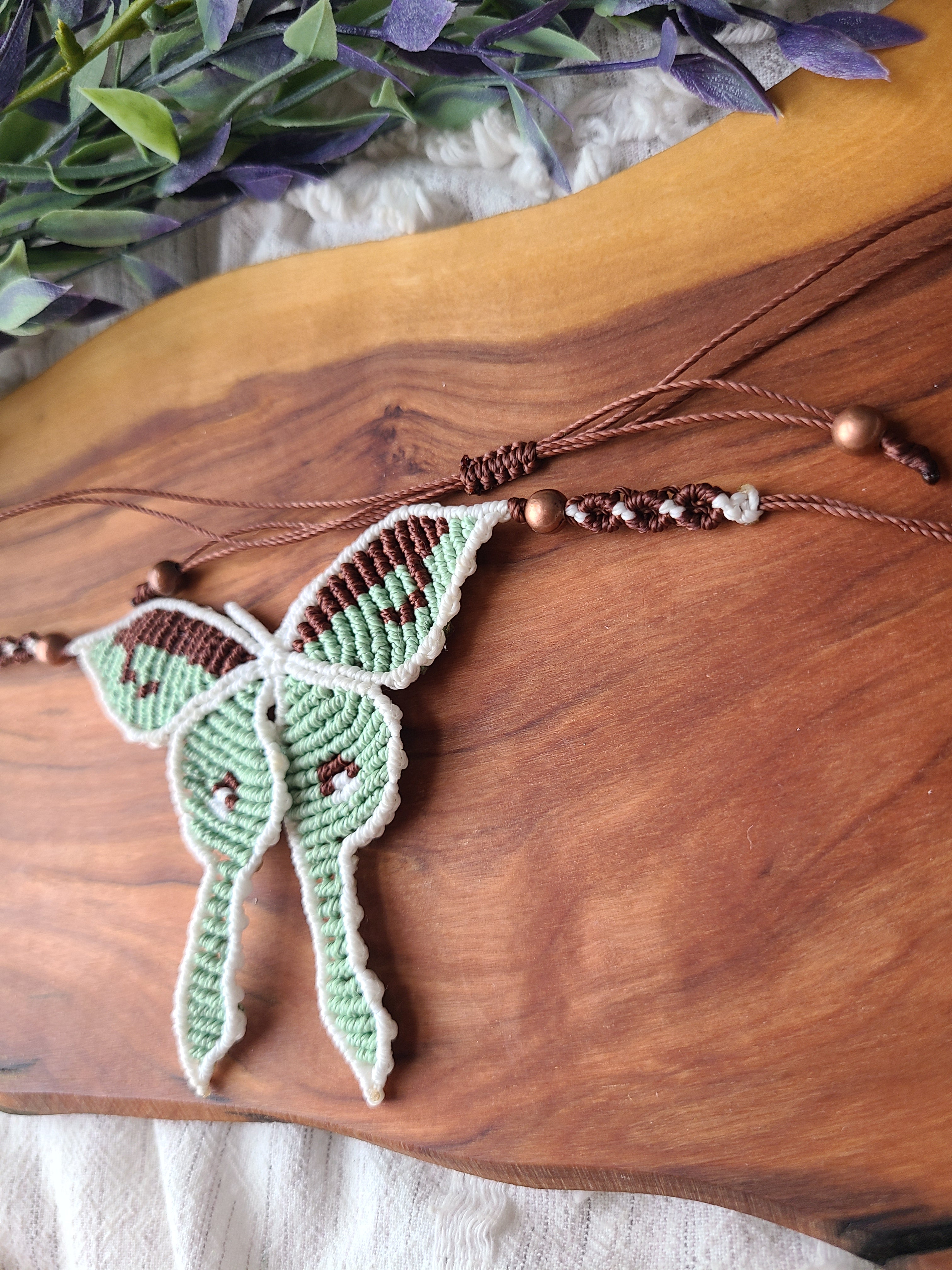 Macrame Luna Moth Necklace – TwistedMoth Made